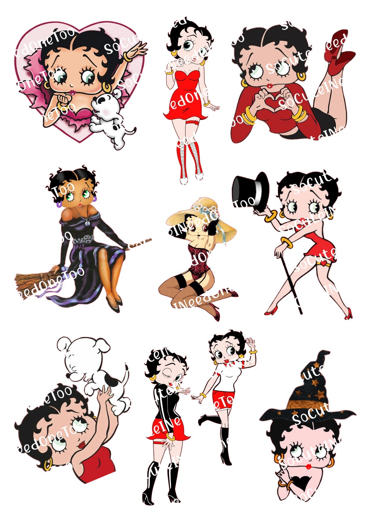 Betty Boop #4 Waterslide Decals - Clear & White Backgrounds ...