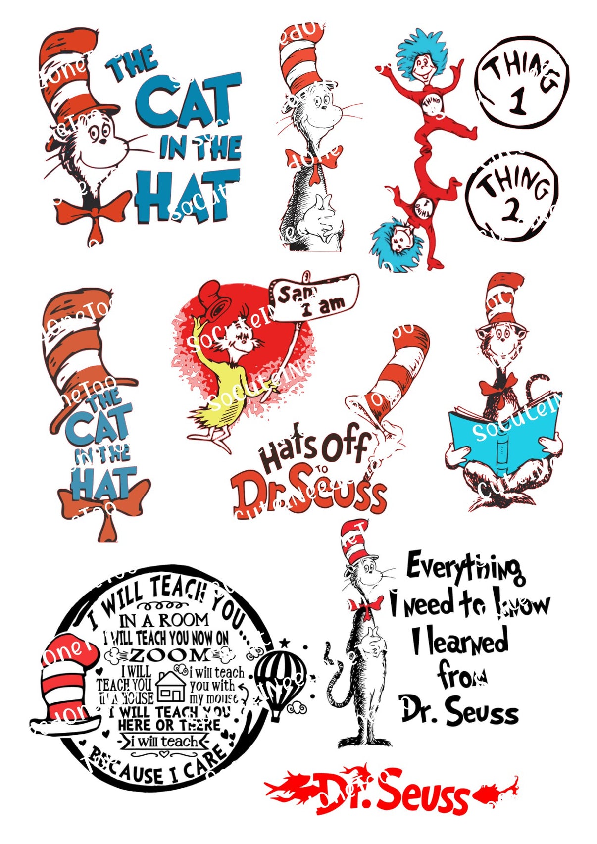 Dr. Seuss #2 Waterslide Decals | Children's Book Character Designs ...