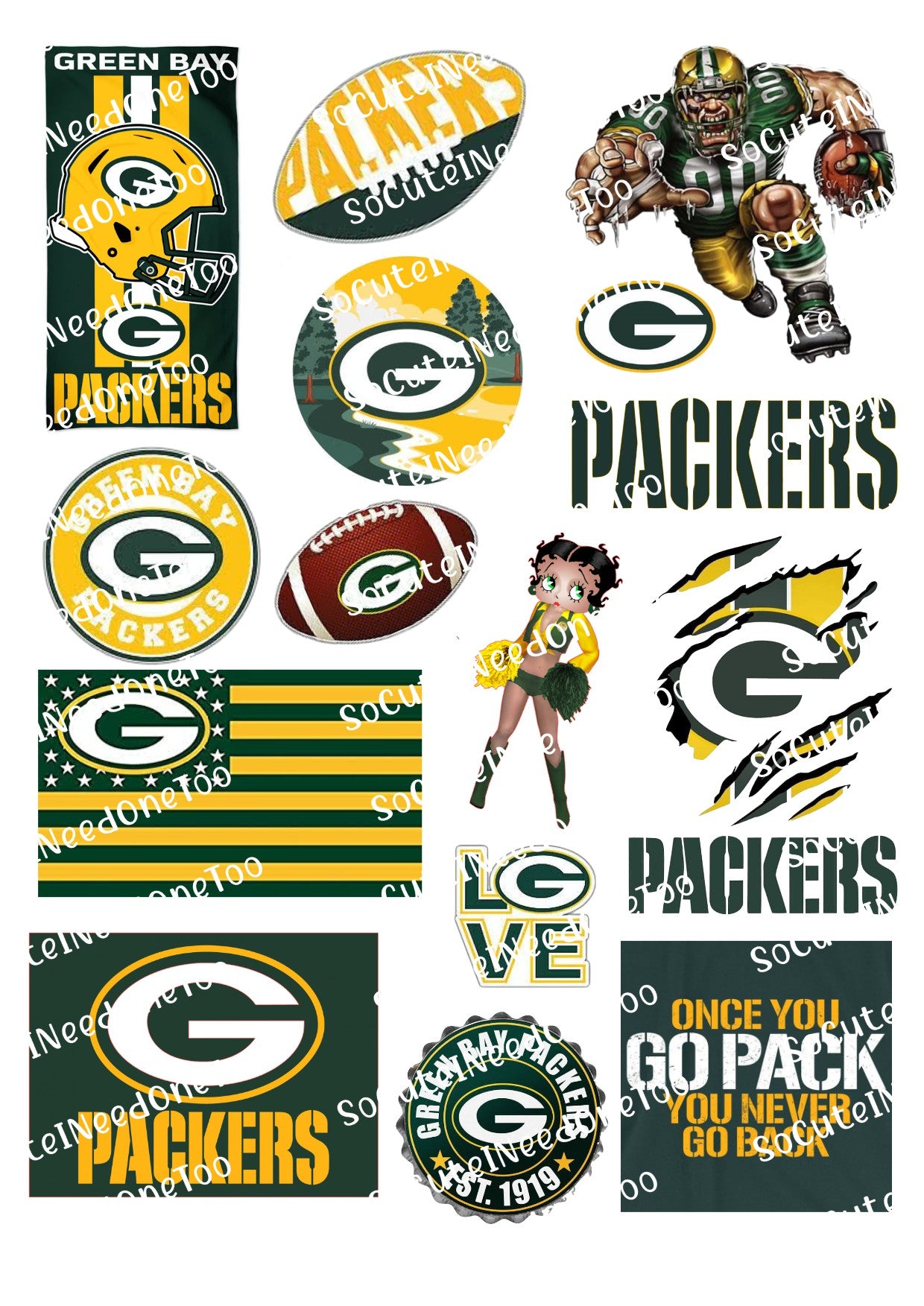 Green Bay Packers Football Waterslides and Stickers - Team Spirit ...